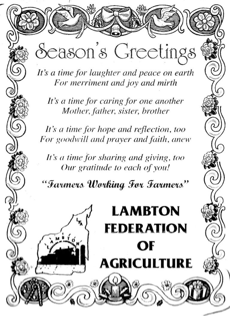 Seasons Greetings from the LFA – Lambton Federation of Agriculture